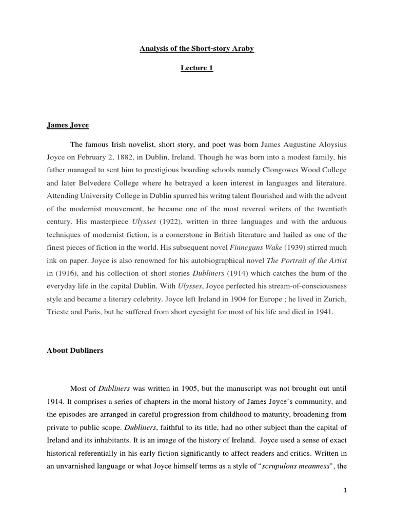 Analysis of The Short-Story Araby | PDF | James Joyce