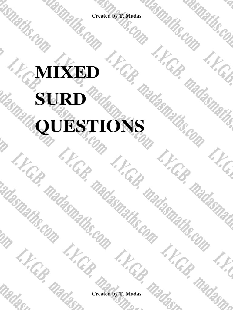 Surds Exam Questions With Answers | PDF | Area | Equations