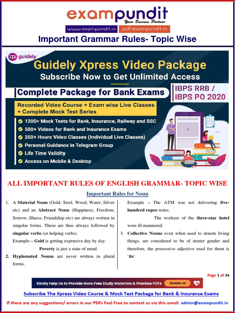 The Complete - English Grammar Rules PDF Capsule | PDF | Grammatical ...