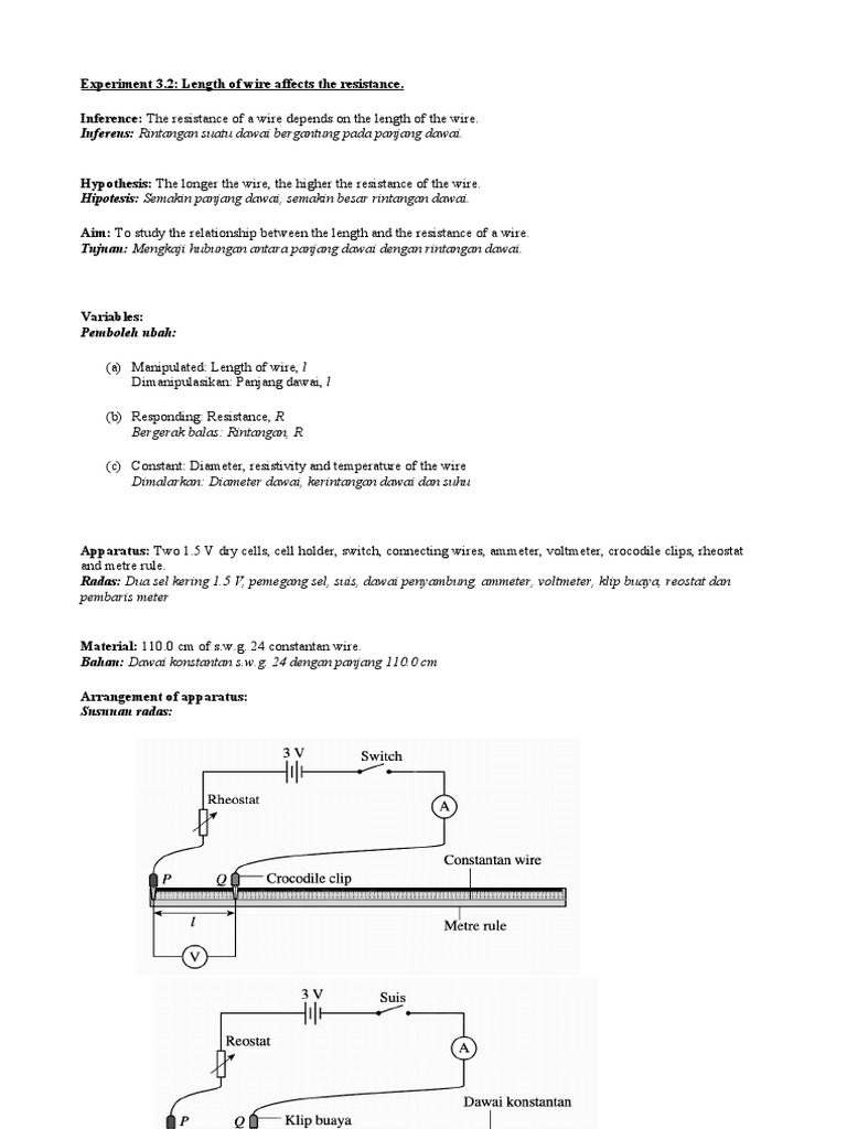 Length of Wire and Resistance Experiment | PDF | Electrical Resistance ...