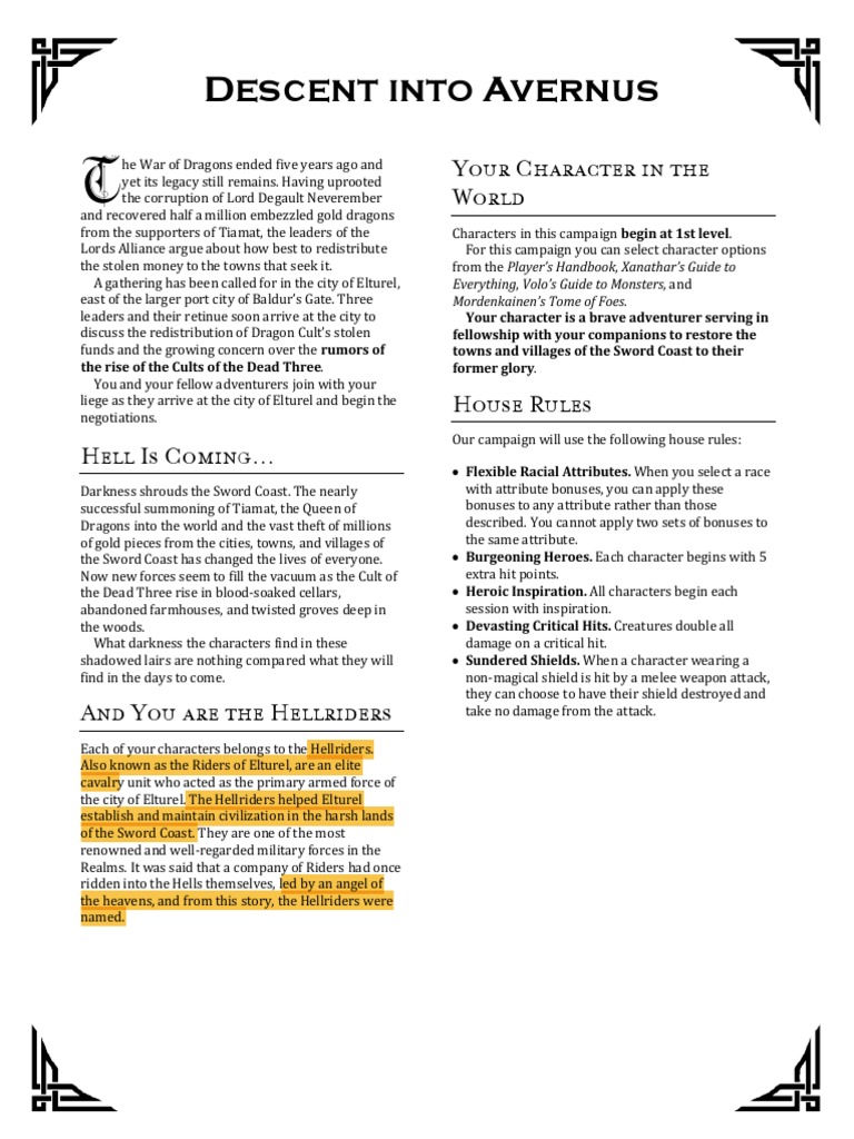 Descent Into Avernus: Your Character in The World | PDF | Forgotten Realms