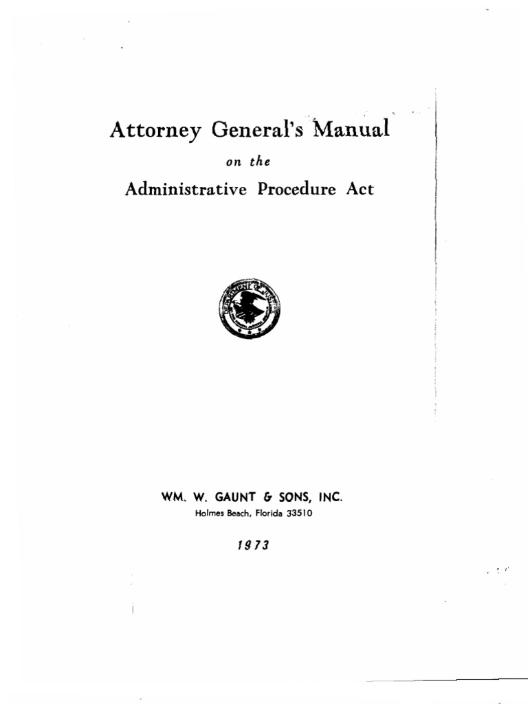 1947 Attorney General Manual On Administrative Procedure Act | Federal ...
