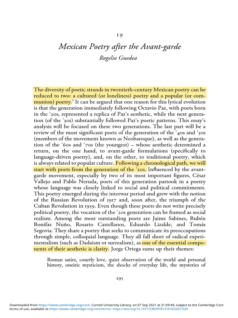 Mexican Poetry After The Avantgarde | PDF