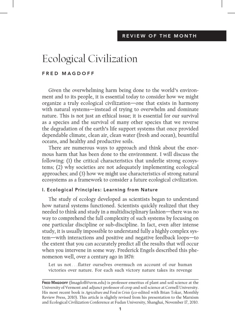 Ecological Civilization: Review of The Month | PDF | Fertilizer | Soil