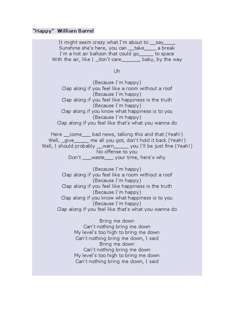 Happy Song Lyrics and Meaning | PDF