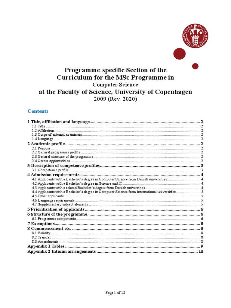 MSC Computer Science STO | PDF | Computer Science | Academic Degree
