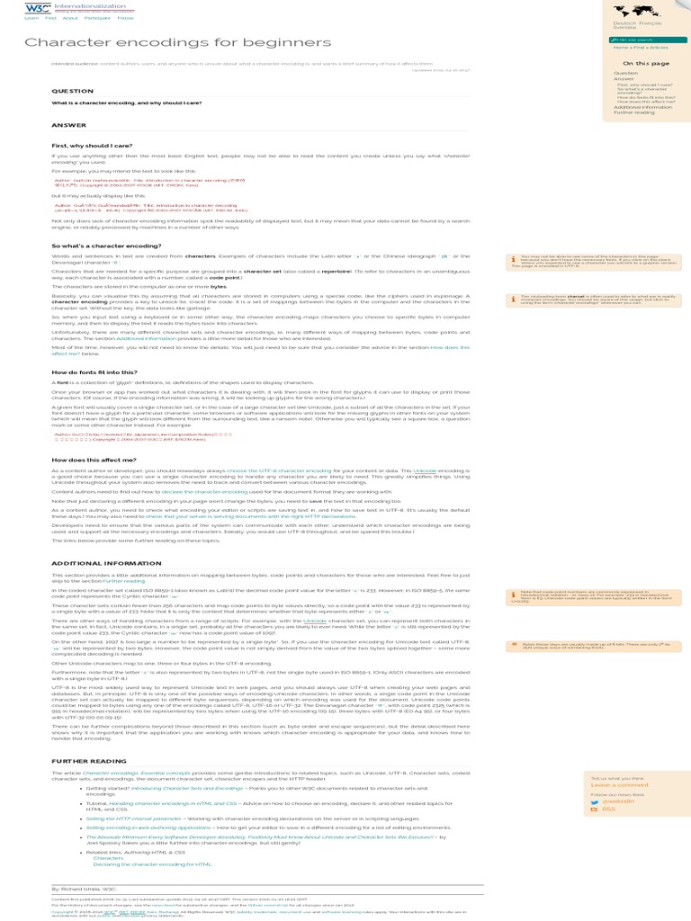 Character Encodings For Beginners | Download Free PDF | Character Encoding | Code