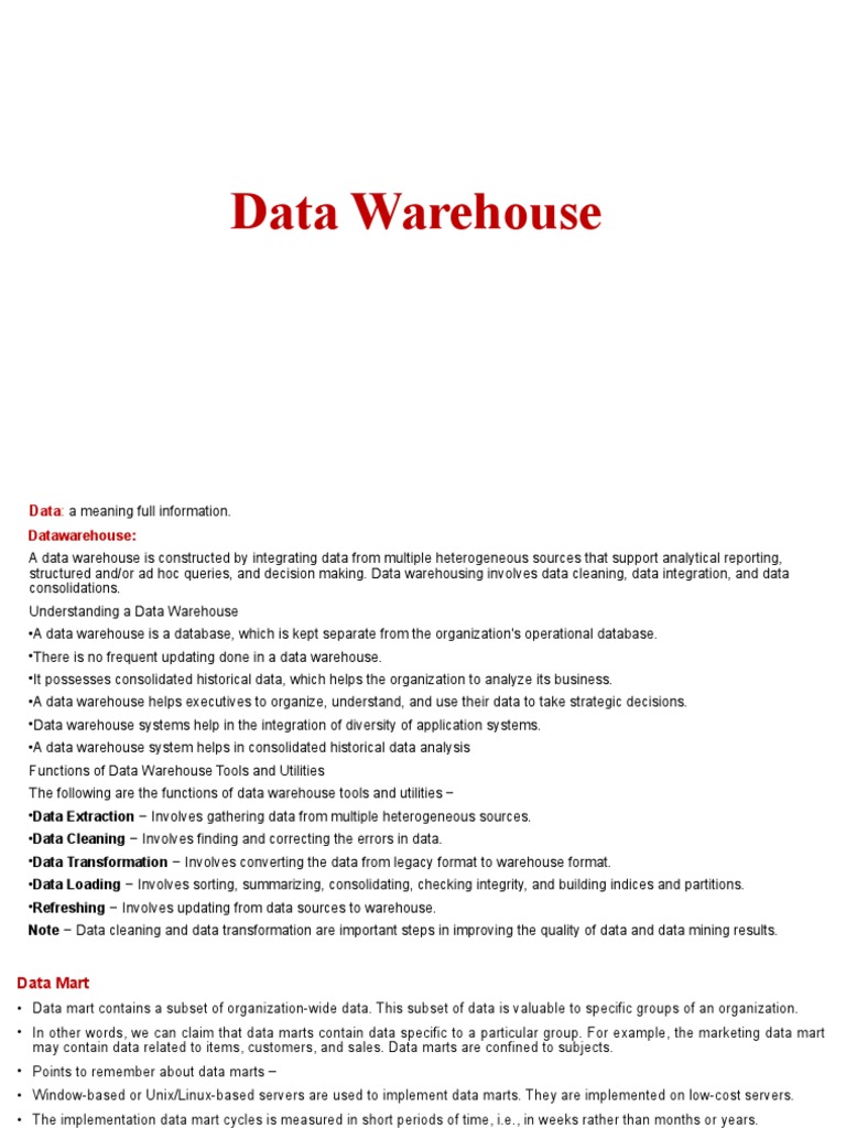 Data Warehouse Concepts | PDF | Data Warehouse | Information Technology