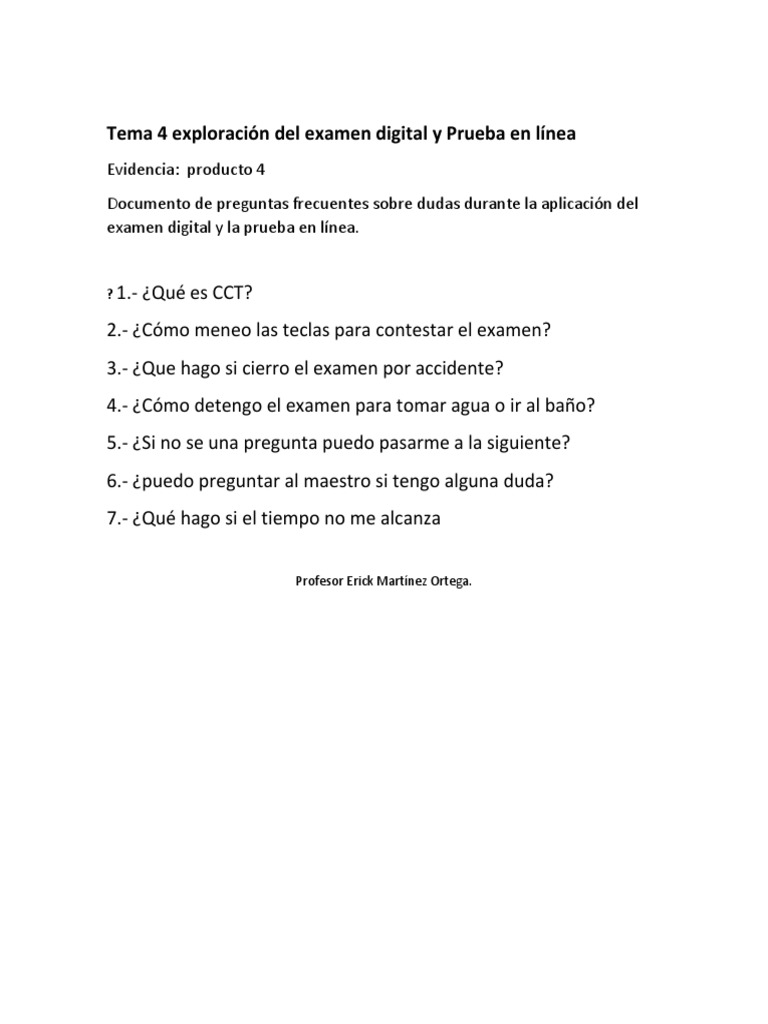 Tema 4 Exploración Del Examen Digital y Prueba en Línea | PDF