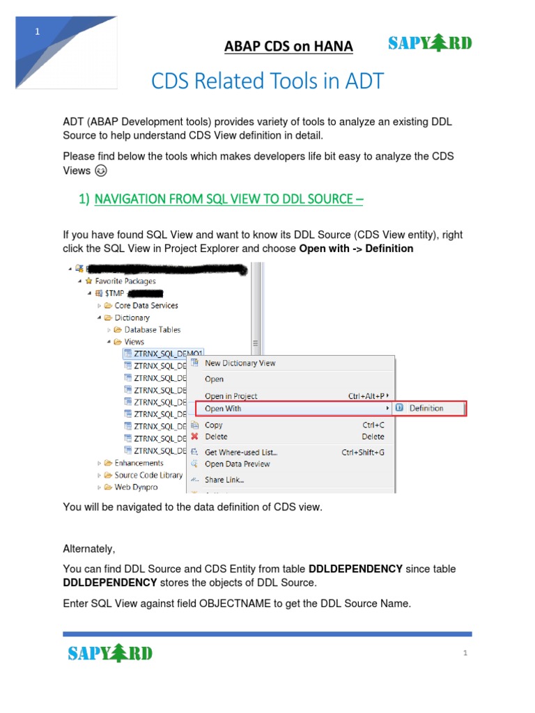 003 ABAP CDS - Eclipse Tools For ABAP CDS | PDF | Software ...