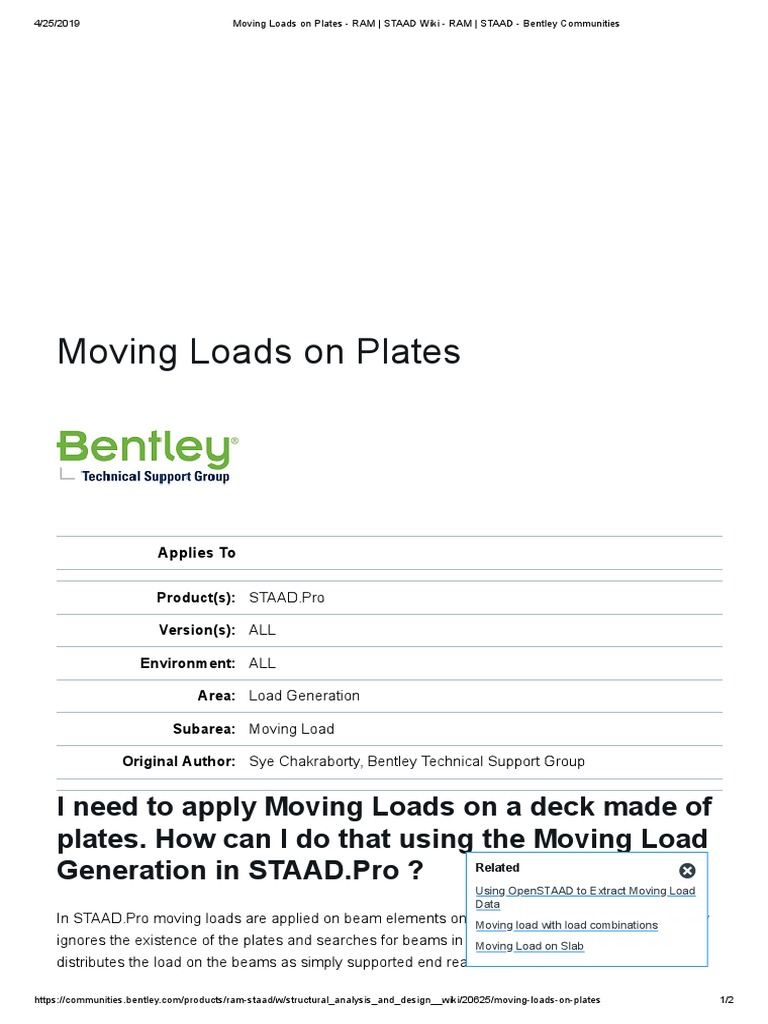 Moving Loads On Plates - RAM - STAAD Wiki - RAM - STAAD - Bentley ...