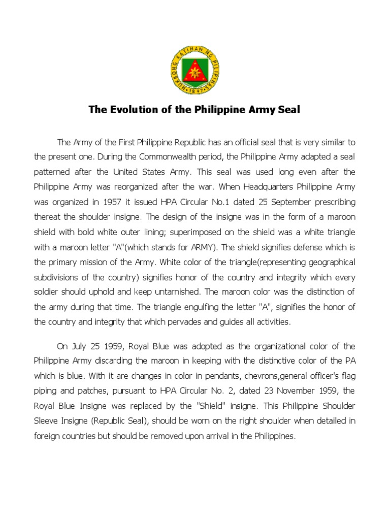 Philippine Army - The Evolution of The Philippine Army Seal | Download ...