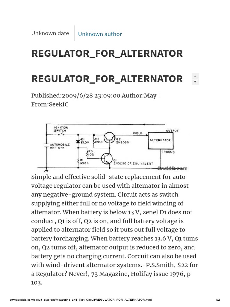 REGULATOR - FOR - ALTERNATOR - Measuring - and - Test - Circuit ...