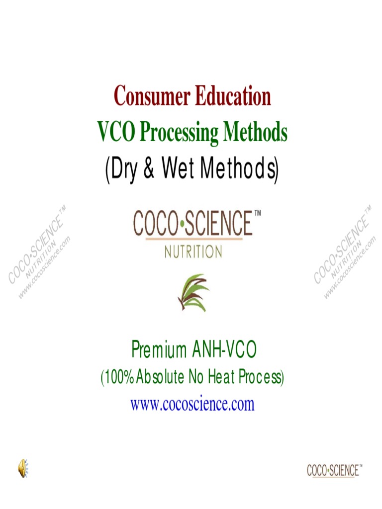 Consumer Education: VCO Processing Methods | PDF | Coconut Oil | Food ...