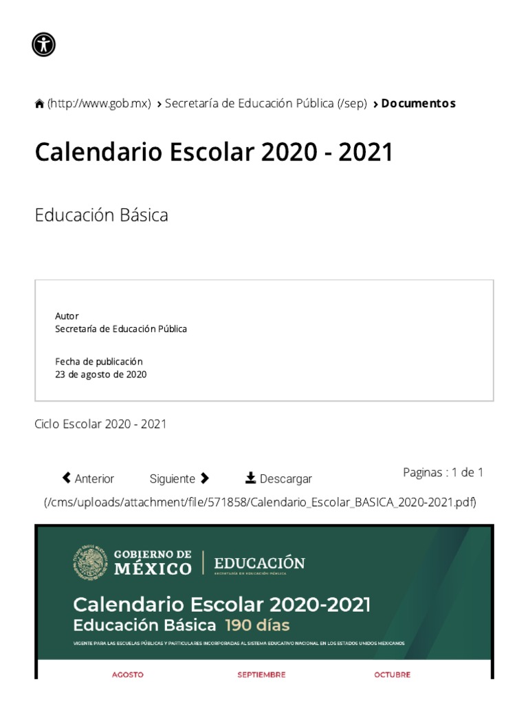 Calendario Escolar 2020 - 2021 - Secretaría de Educación Pública ...