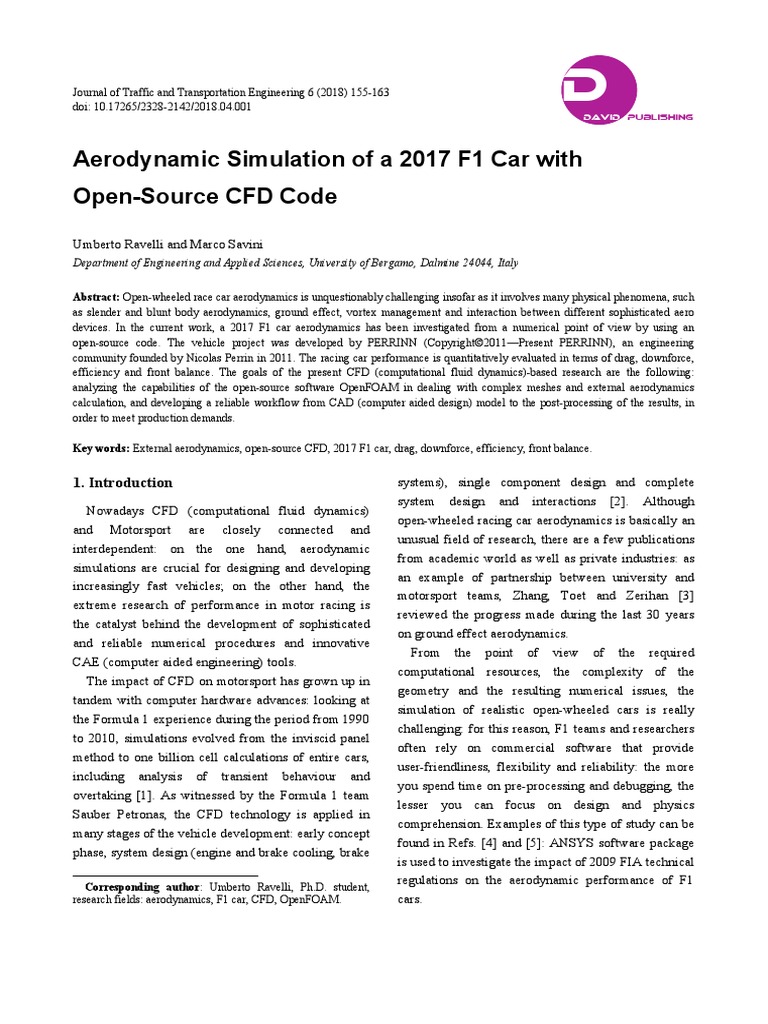 Aerodynamic Simulation of A 2017 F1 Car | PDF | Computational Fluid ...