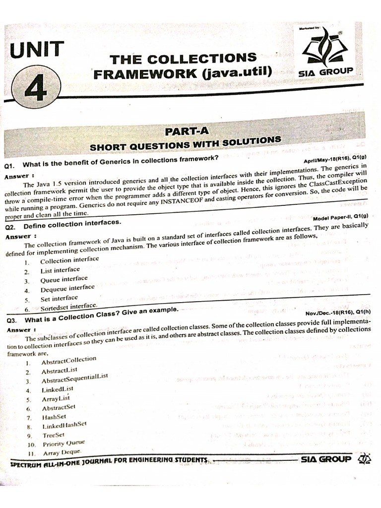 The Collections FRAMEWORK (Java - Util) : Part-A | PDF | Class ...