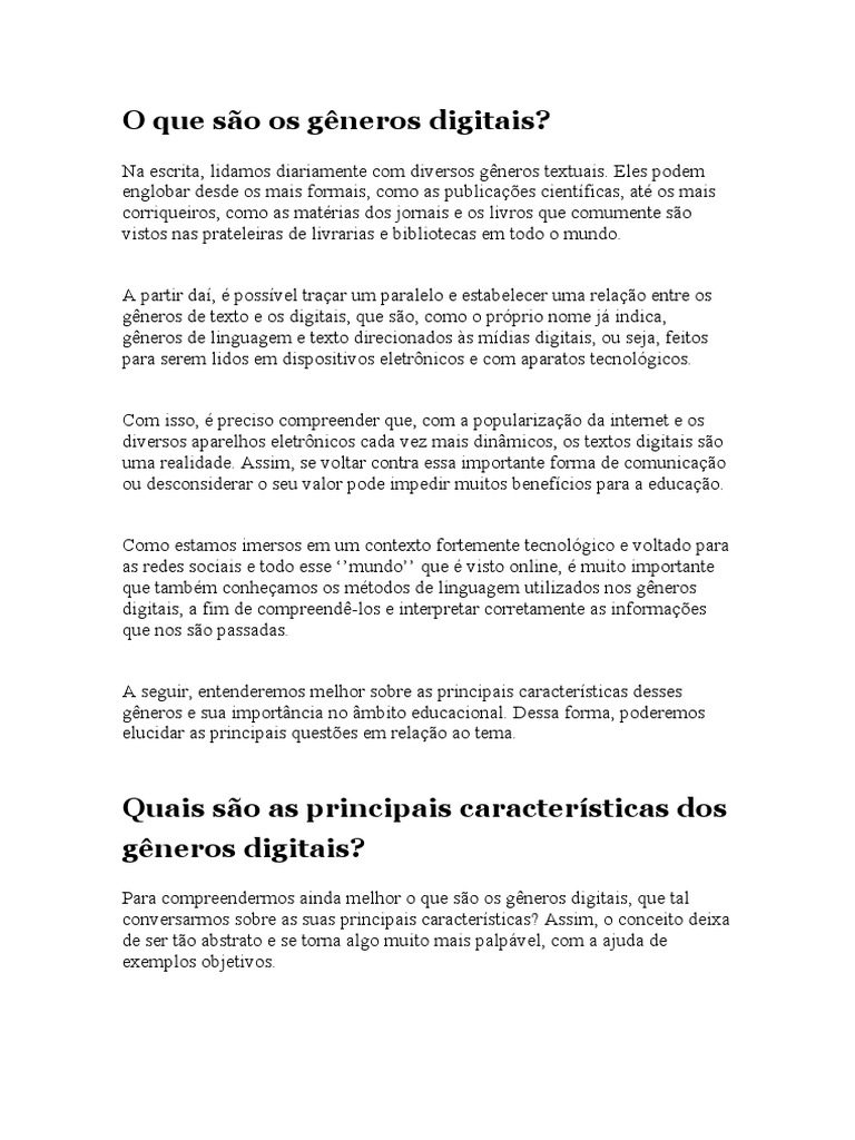 Características dos Gêneros Digitais | PDF | Internet | Imagem