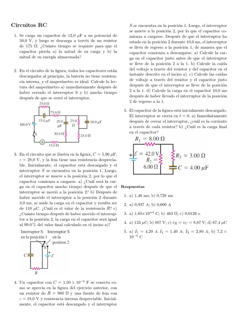 Análisis y cálculo de circuitos RC transitorios | PDF | Condensador | Energia electrica
