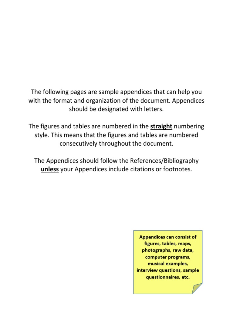 Sample Appendices Format Guide | PDF | Addendum | Computing
