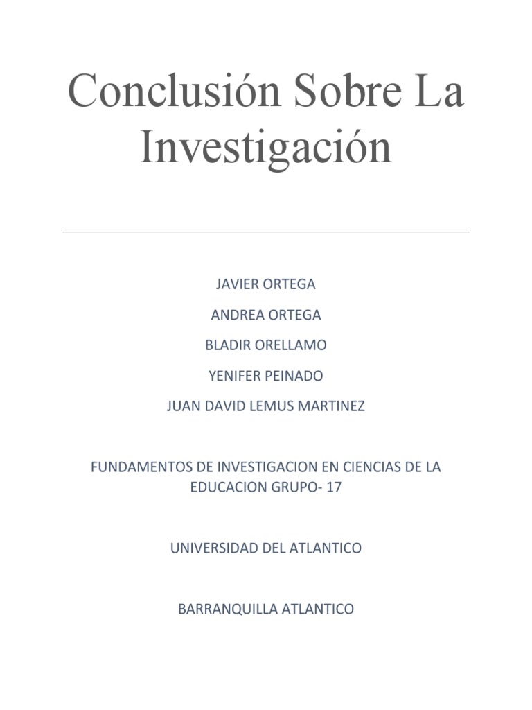 Conclusión Investigación Científica | PDF | Método científico | Teoría