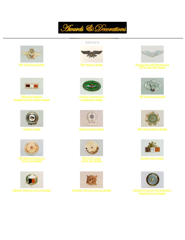 Philippine Air Force - Badges