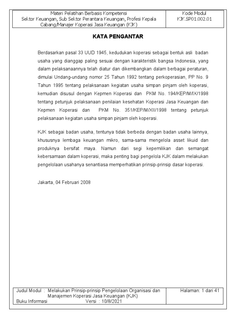 Modul - 1 - Melakukan Prinsip - Prinsip Pengelolaan Organisasi & Mananajemen | PDF