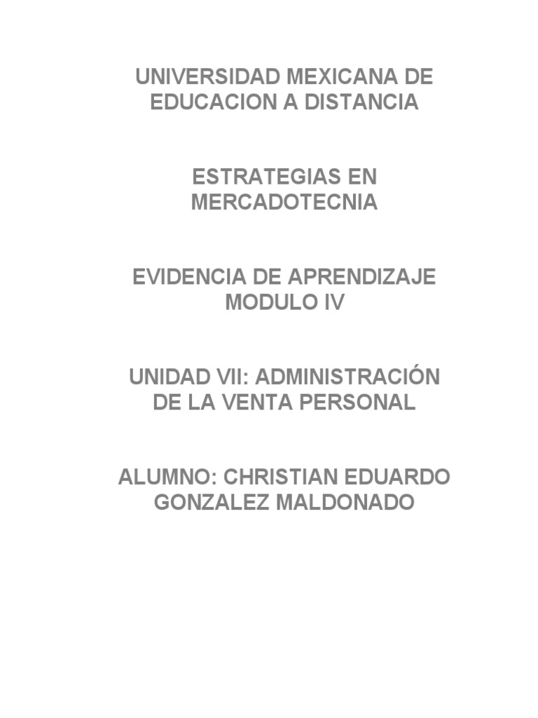 Evidencia de Aprendizaje Modulo Iv Estrategias en Mercadotecnia | PDF ... Evidencia de Aprendizaje Modulo Iv Estrategias en Mercadotecnia | PDF ...