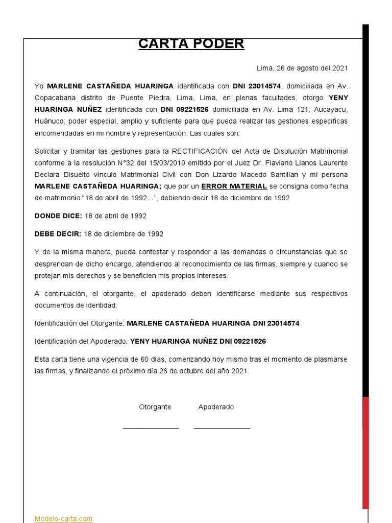 Carta Poder Simple | PDF