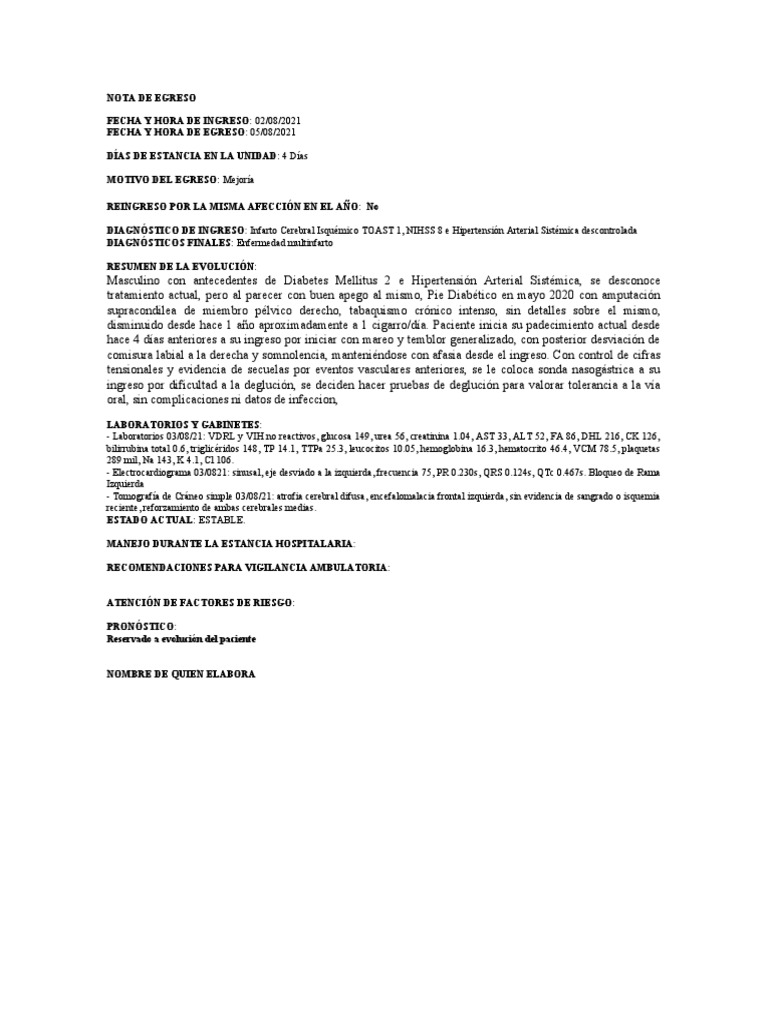 Nota de Egreso DR Fabian | PDF