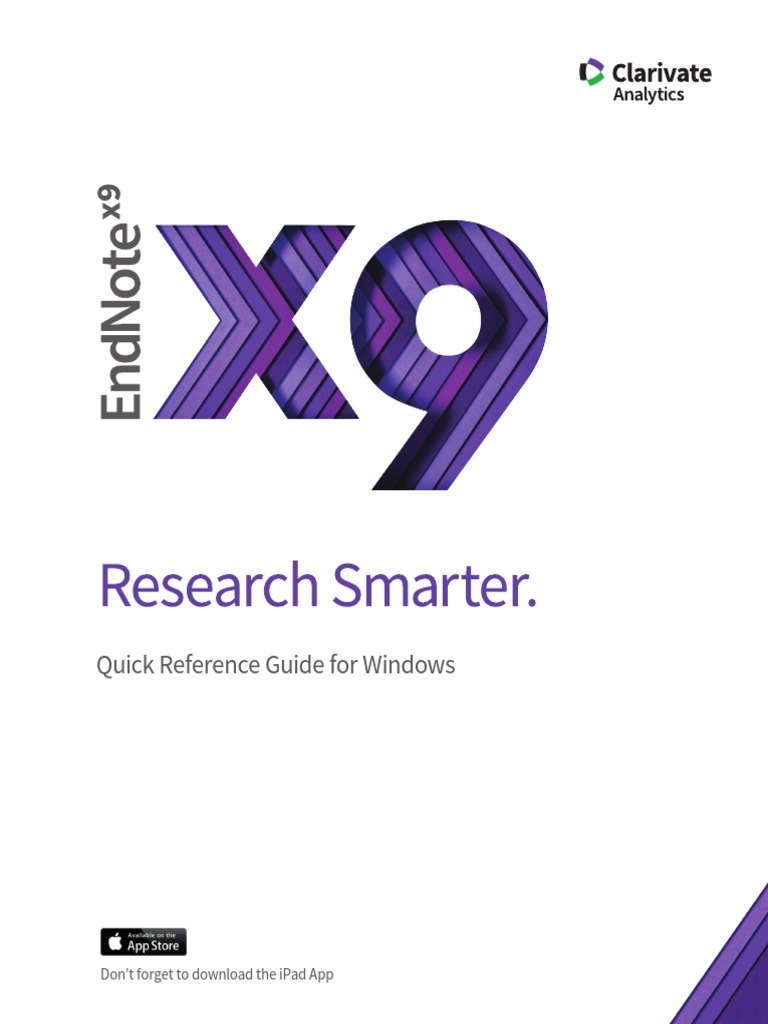 EndNote X9 Quick Reference Guide Win | PDF | Software | Computing