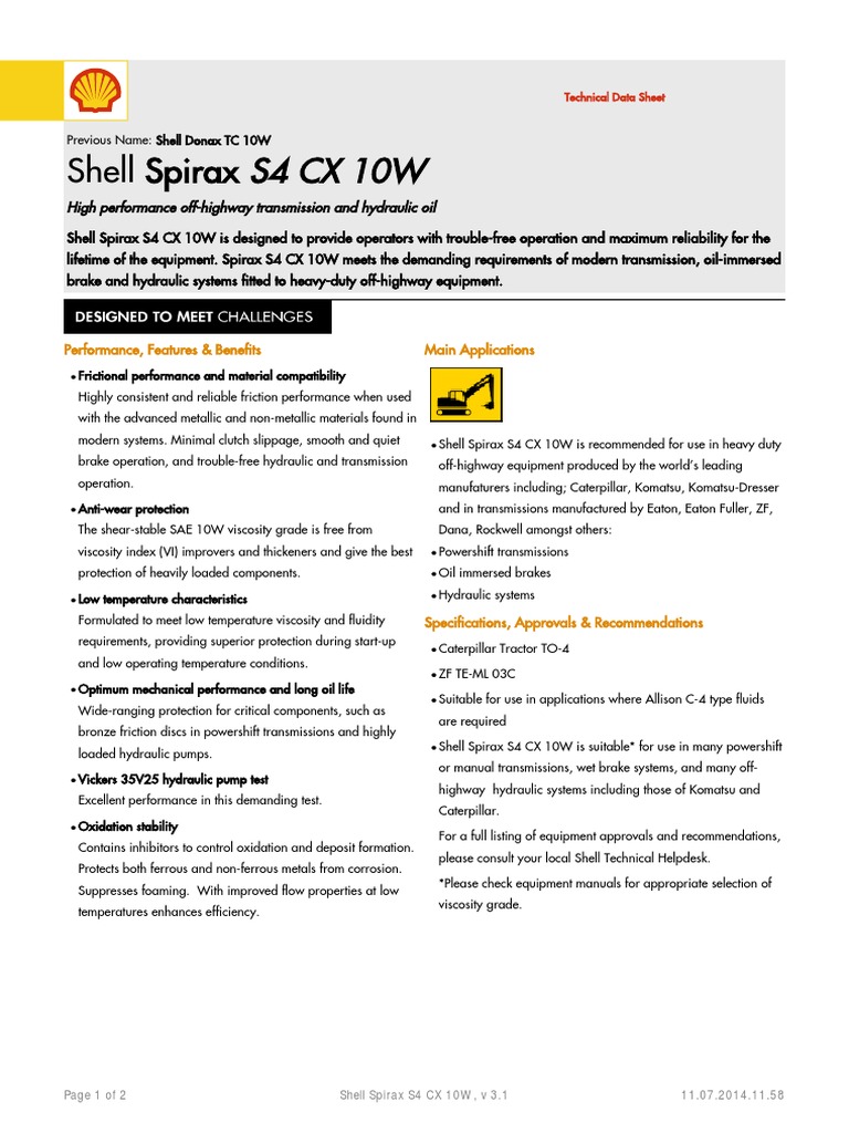 Gpcdoc Gtds Shell Spirax s4 CX 10w (En) Tds | PDF | Transmission ...