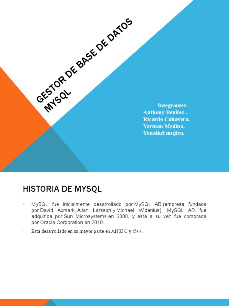 Gestor de Base de Datos MYSQL | PDF | Mi sql | Recuperación de información