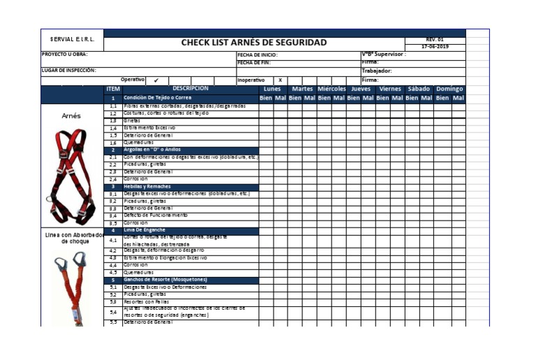 Check List Arnés | PDF