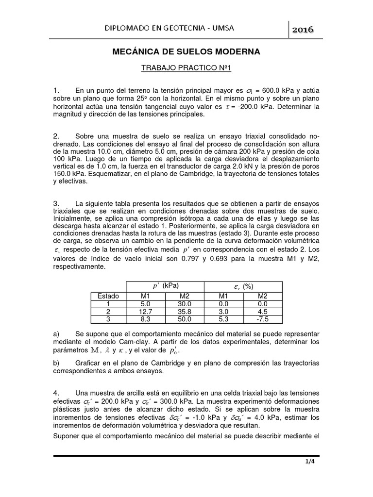 Análisis Triaxial y Modelo Cam-Clay | PDF | Estrés (Mecánica ...
