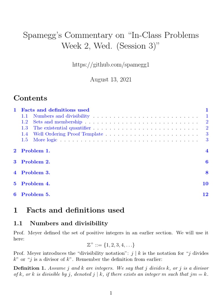 Spamegg's Commentary On "In-Class Problems Week 2, Wed. (Session 3 ...
