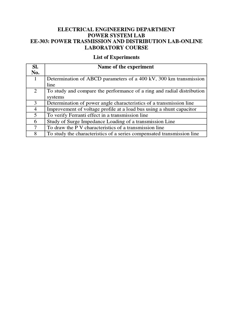 Manual EE303 | PDF | Electric Power Transmission | Ac Power