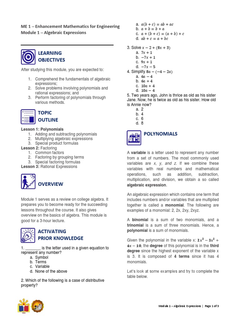 Enhancement Math For Engineers | PDF | Factorization | Polynomial
