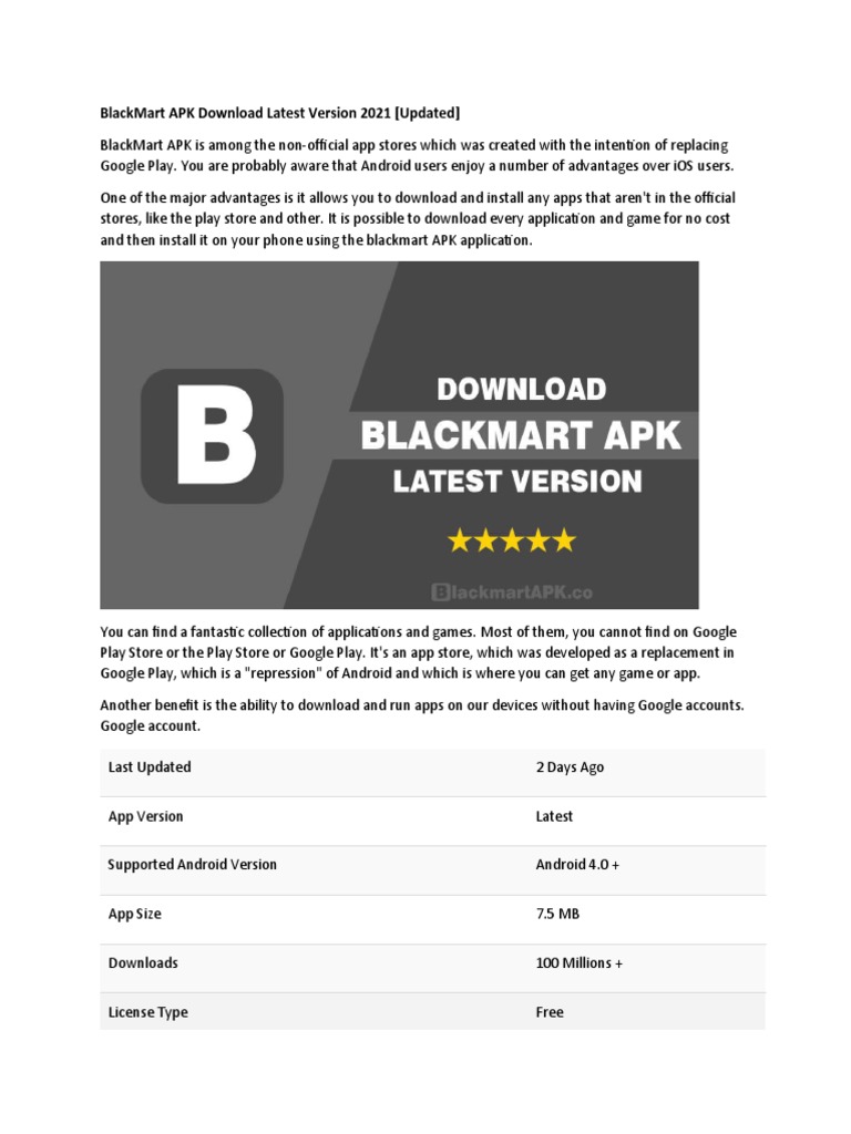 Blackmart Apk Download Latest Version 2021 (Updated) | PDF | Mobile App ...