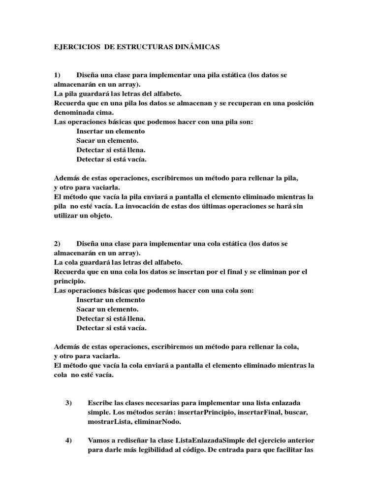 Prácticas Estructuras Dinámicas | PDF | Cola (tipo de datos abstractos) | Ingeniería Informática