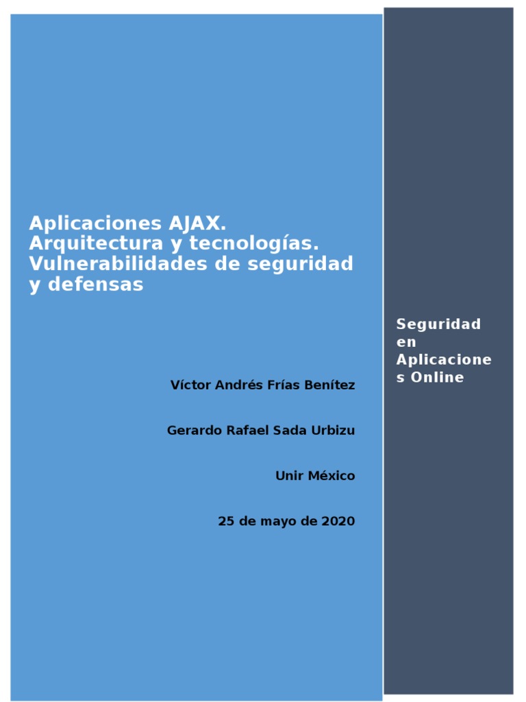 Aplicaciones AJAX. Arquitectura y Tecnolog As. Vulnerabilidades de ...
