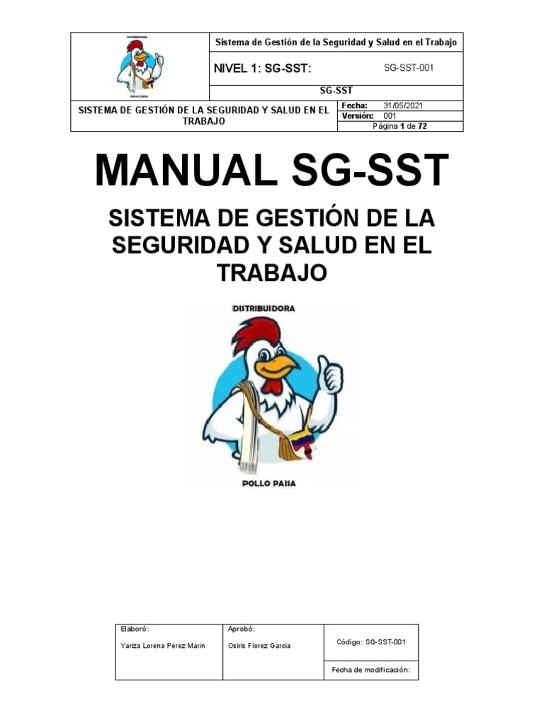 Manual Del SG-SST Pollo Paisa | PDF | Seguridad y salud ocupacional ...