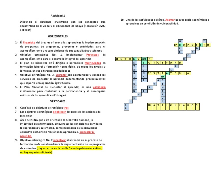Crucigrama - Politicas de Bienestar | PDF | Bienestar