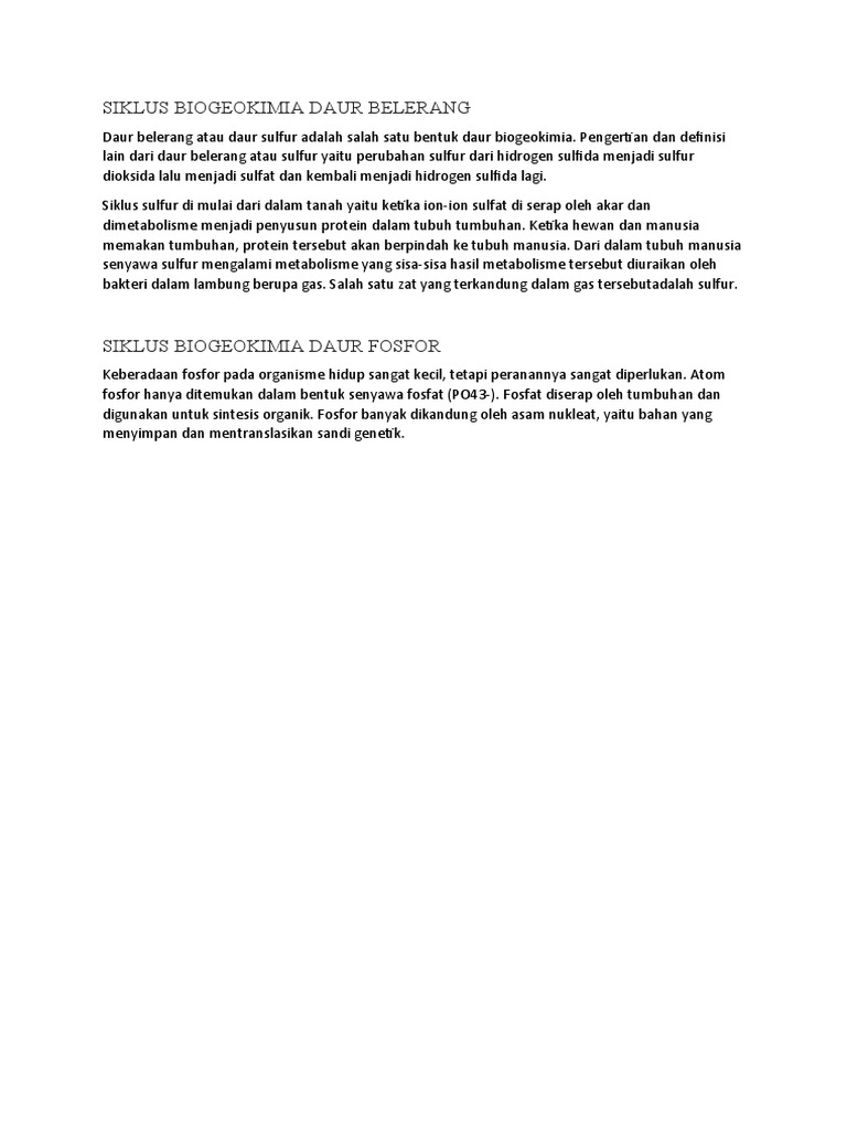 SIKLUS BIOGEOKIMIA DAUR BELERANG Dan FOSFOR | PDF