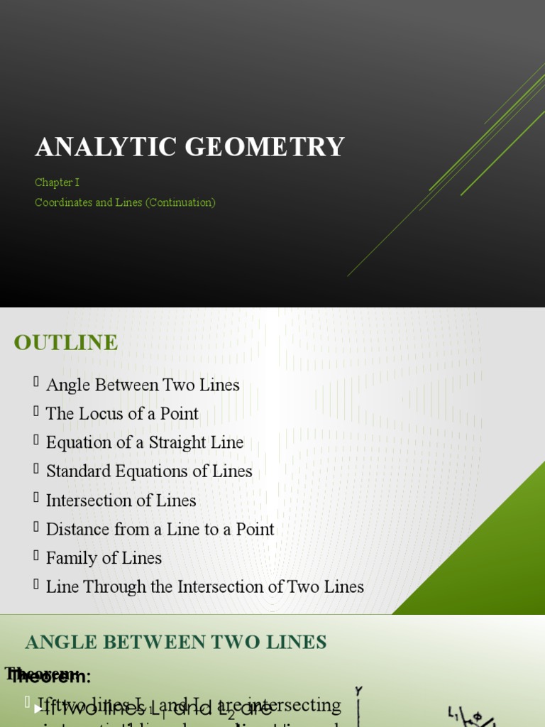 Analytic Geometry: Lines and Angles | PDF | Line (Geometry) | Equations