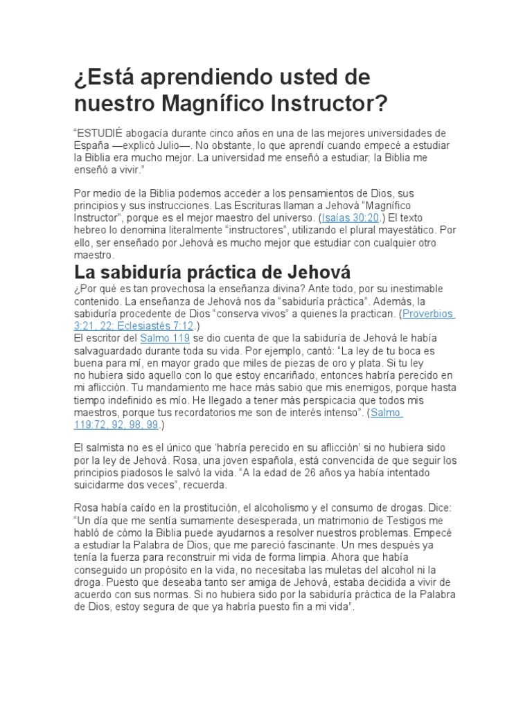 Está Aprendiendo Usted de Nuestro Magnífico Instructor | PDF | Jonás ...
