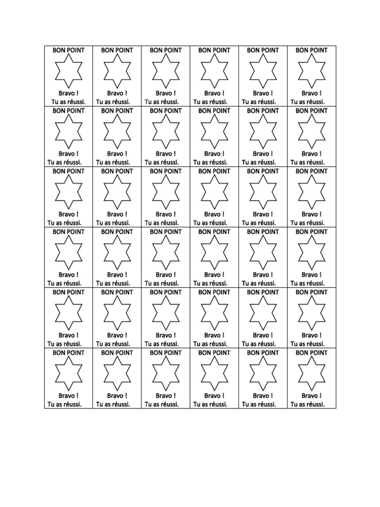Bon Point à Imprimer PDF | PDF