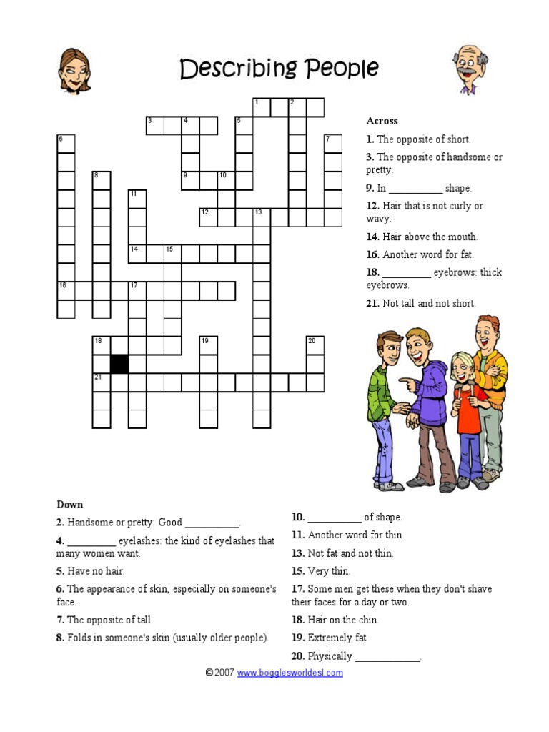 Describing People Crossword | PDF | Hair | Human Appearance