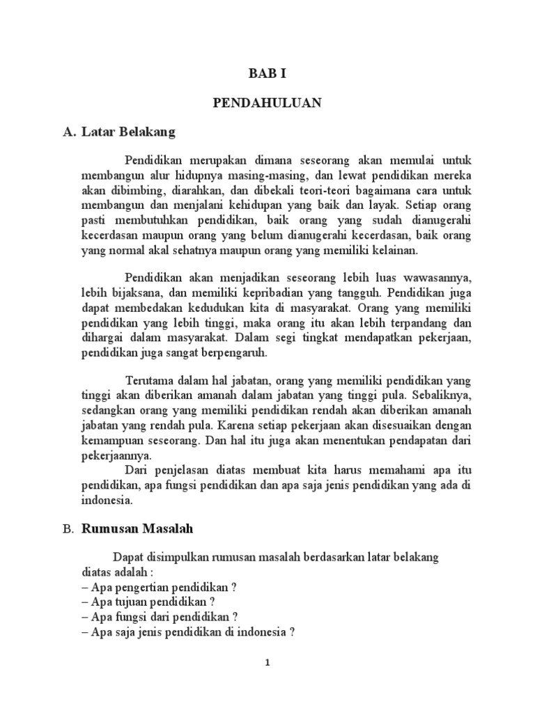 Contoh Makalah Tentang Pendidikan | PDF