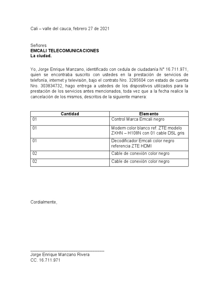 Carta Emcali | PDF | Finanzas y dinero | Informática